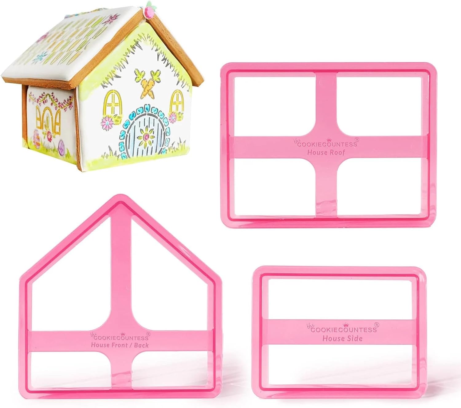 Amazon.com: The Cookie Countess Cookie House - 3 Piece Cookie Cutter ...