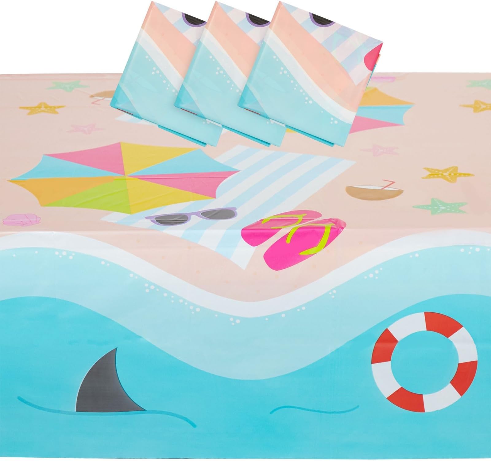 Amazon.com: Juvale Summer Beach Pool Party Table Cover Plastic ...