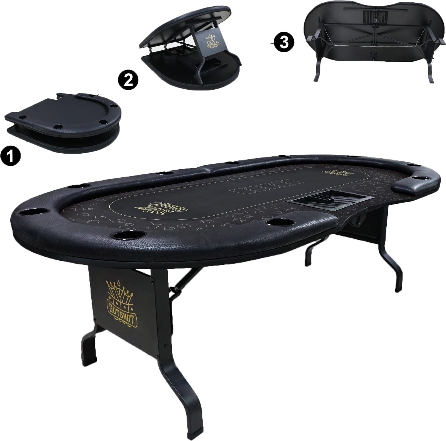 Amazon.com: GUTSHOT Premium Poker Table for 10 Players with Dealer Tray ...