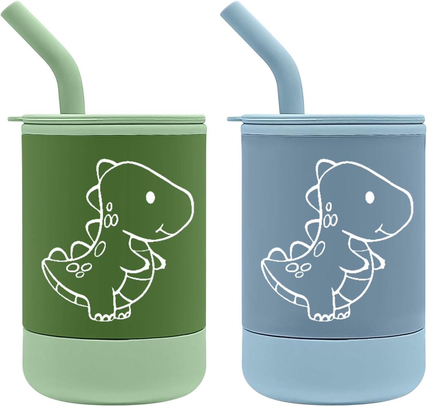Amazon.com : XccMe 2 Pack Silicone Baby Cups With Straws and Lids,5 oz ...
