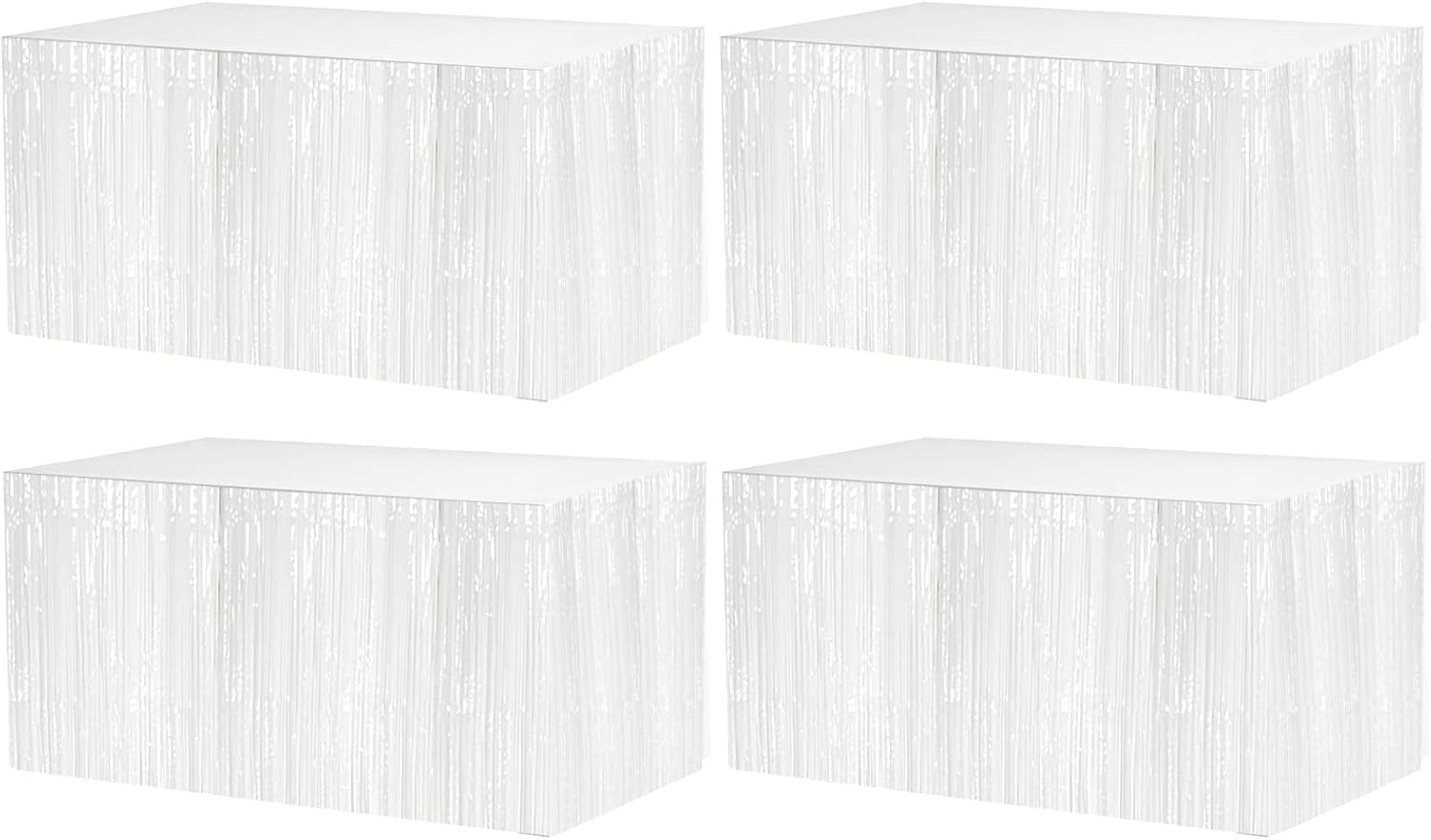 Amazon.com: 4 Pack 29x108 Inch Metallic Foil Fringe Tinsel Table Skirts ...