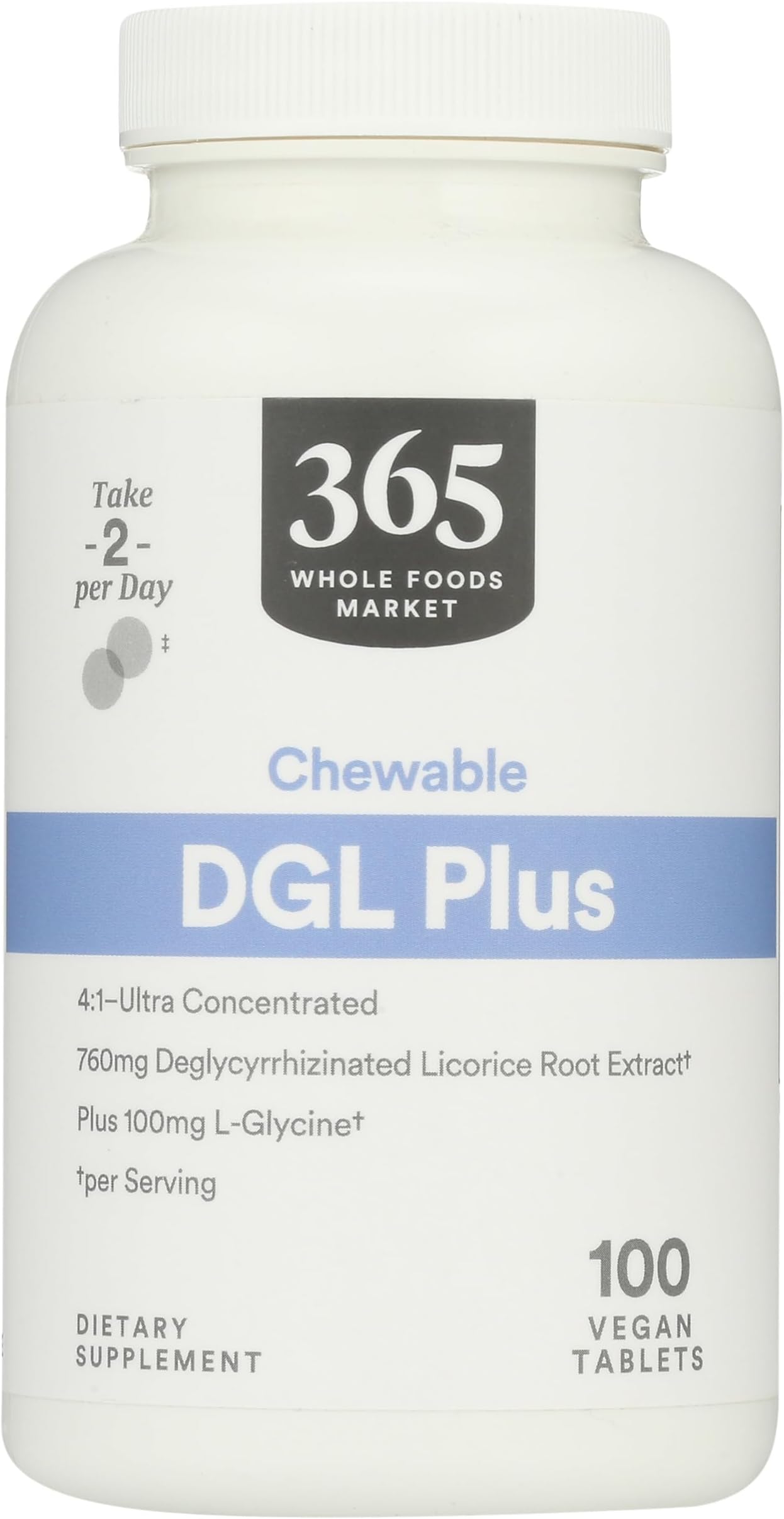 Amazon.com: 365 by Whole Foods Market, DGL Plus Chewable Tablets, 100 ...