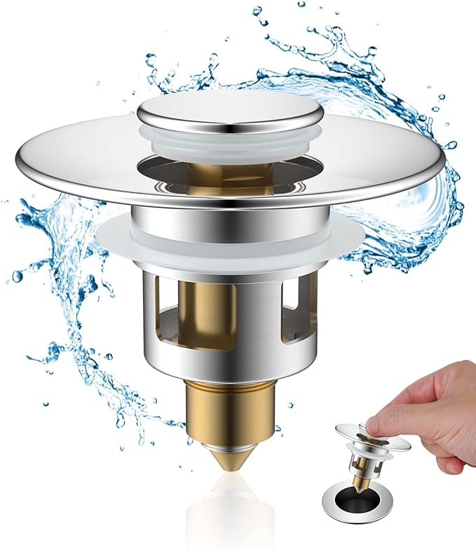 Hibbent Sink Plug Suitable for 25mm to 46mm, Pop up Sink Plugs with ...