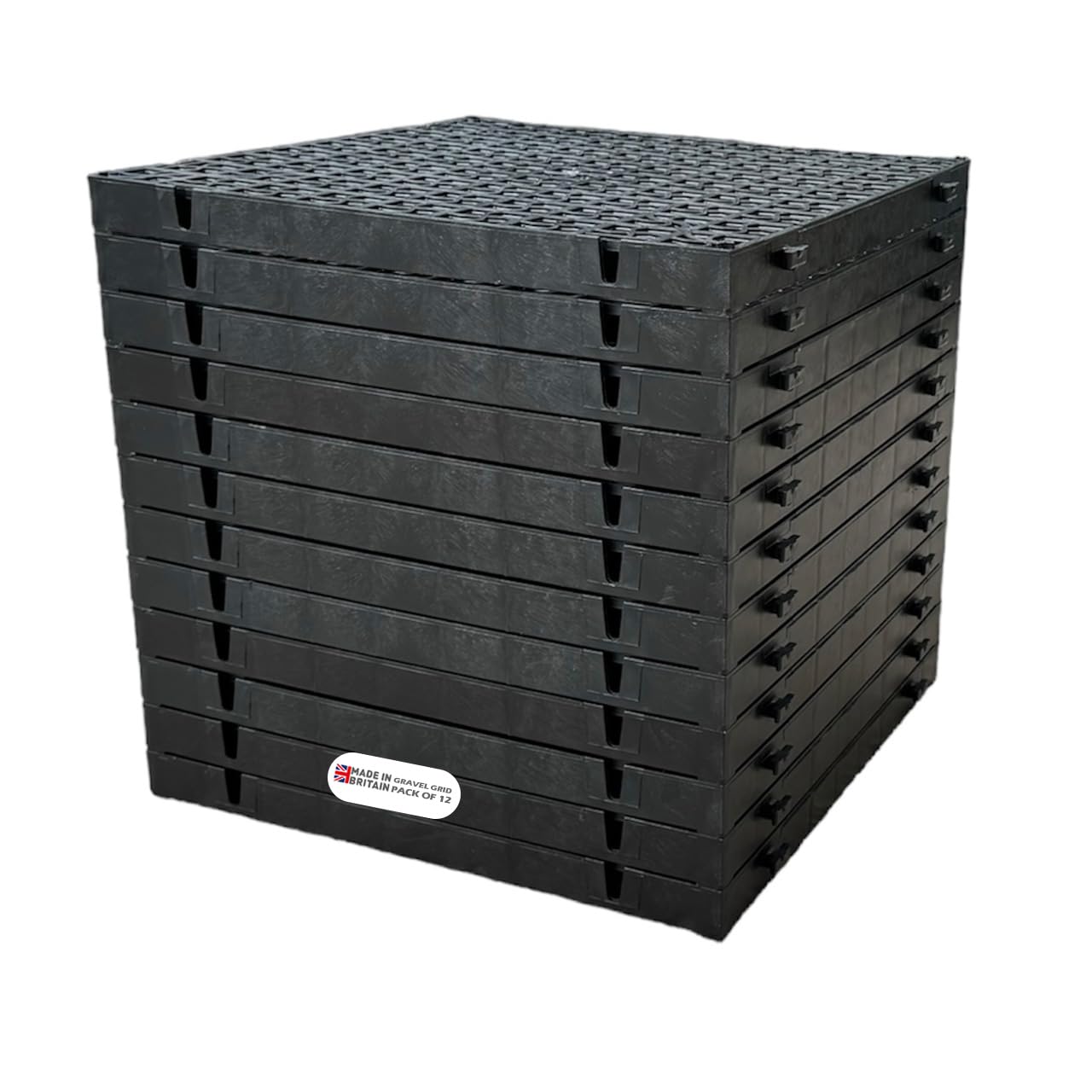 (Pack of 12) Black Plastic Paving Driveway Grid Turf Grass Lawn Path ...