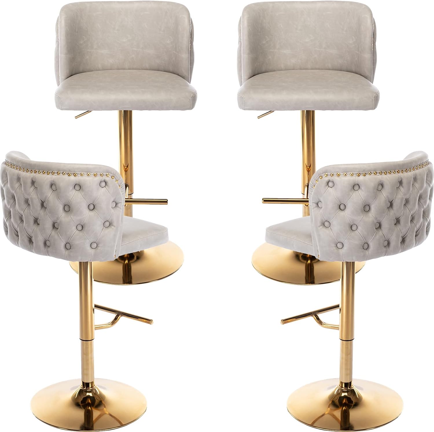 Amazon.com: ODUSE-DAILY Beige PU Leather Swivel Bar Stools Set of 4, 25 ...