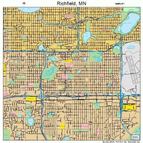 Amazon.com: Large Street & Road Map of Richfield, Minnesota MN ...