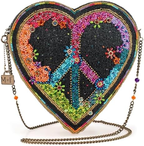 Mary Frances Peace Out Heart Beaded Crossbody Handbag – Colorful ...