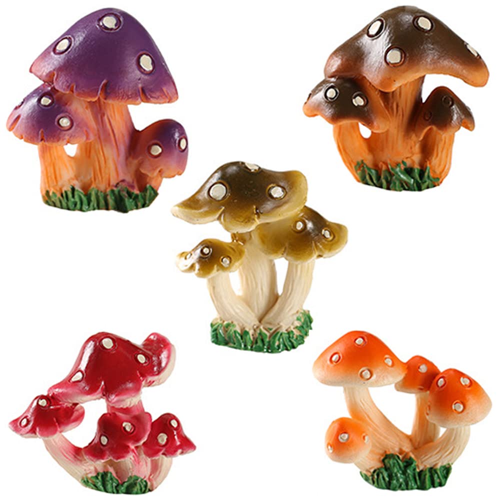 Amazon.com: DIYOMR 5pcs Mushrooms Figurines, Creative Resin Mushroom ...