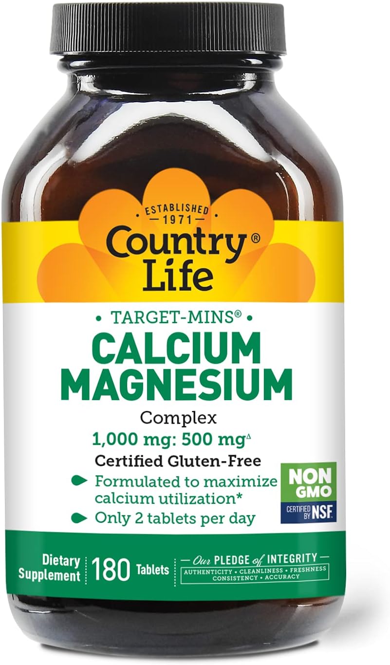 Amazon.com: Calcium Magnesium Complex 1000mg and 500mg Country Life 180 ...