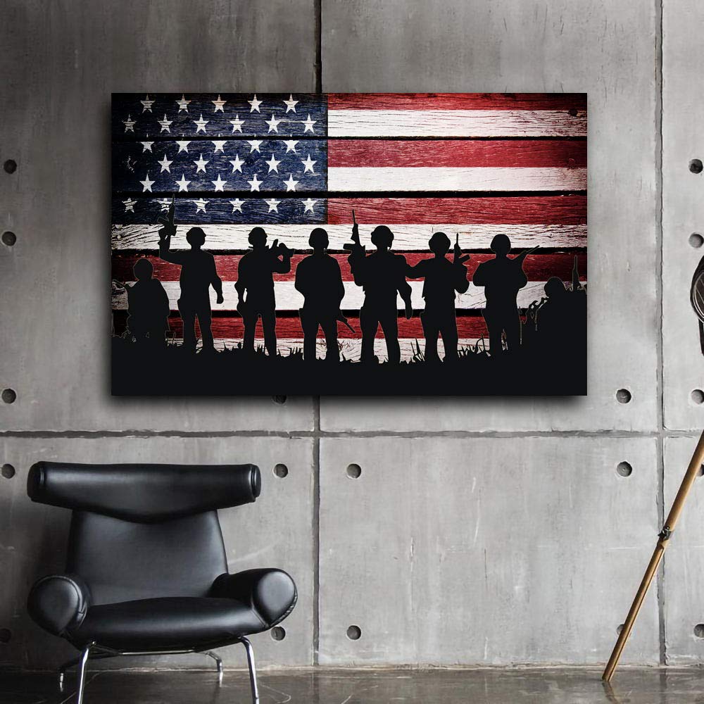 Soldier With American Flag Canvas 80 Soldiers Raising Flag Usa Stock