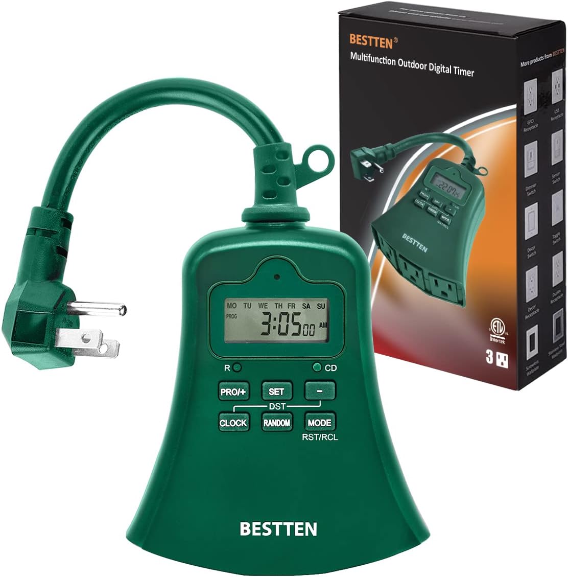 Amazon.com: Prime Outdoor Electronic Timer with 2 Grounded Plugs and ...