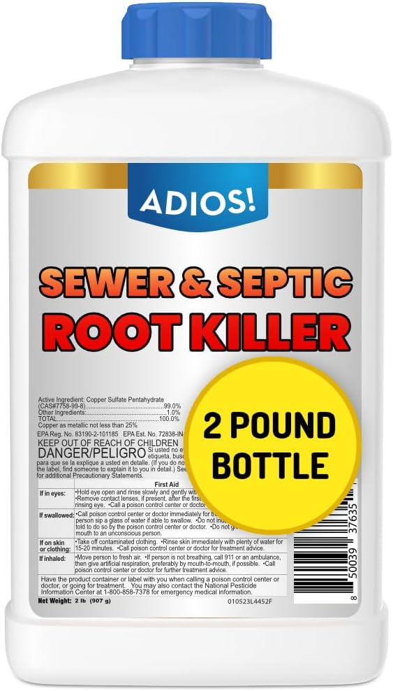 Adios! Sewer and Septic Root Killer for Trees and Shrubs, Copper ...