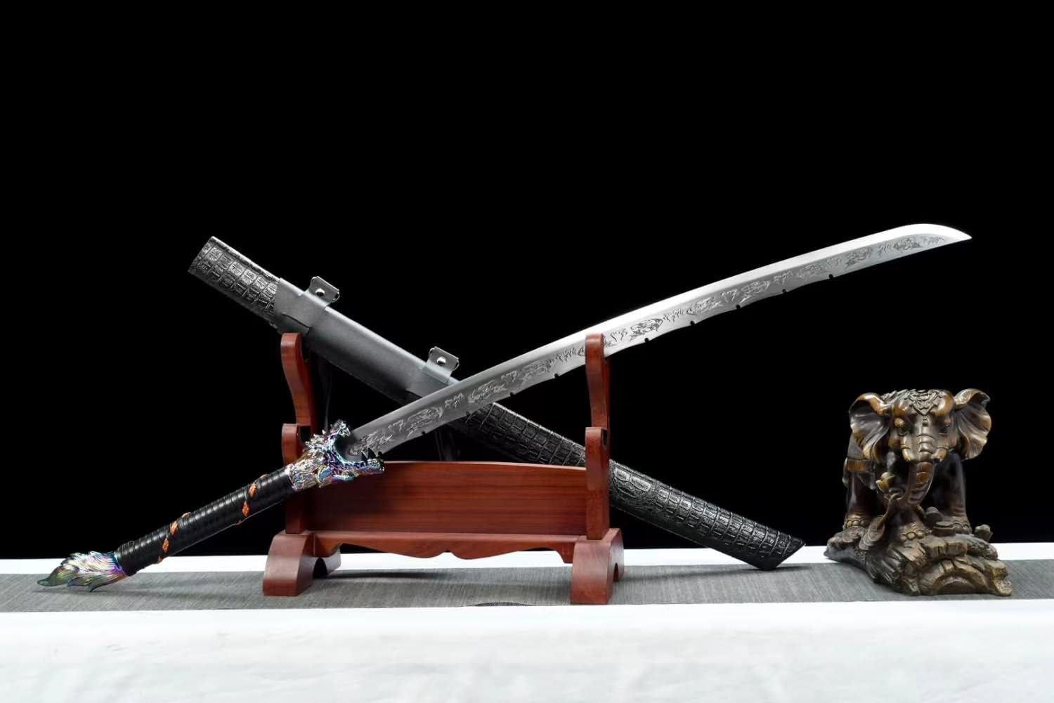 Amazon.com : LONGSWORD Handcrafted Wolf-Head Broadsword with High ...