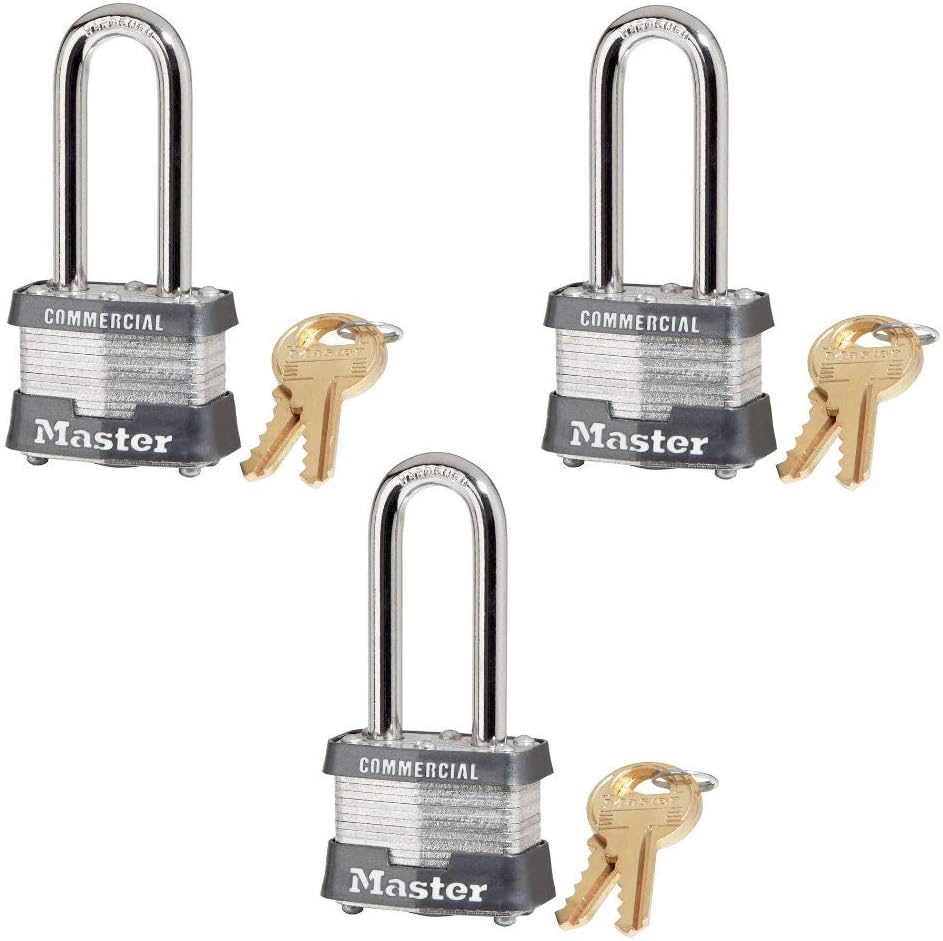 Master Lock 3KALH Padlock, Laminated Steel Body with 2' Shackle, Keyed ...