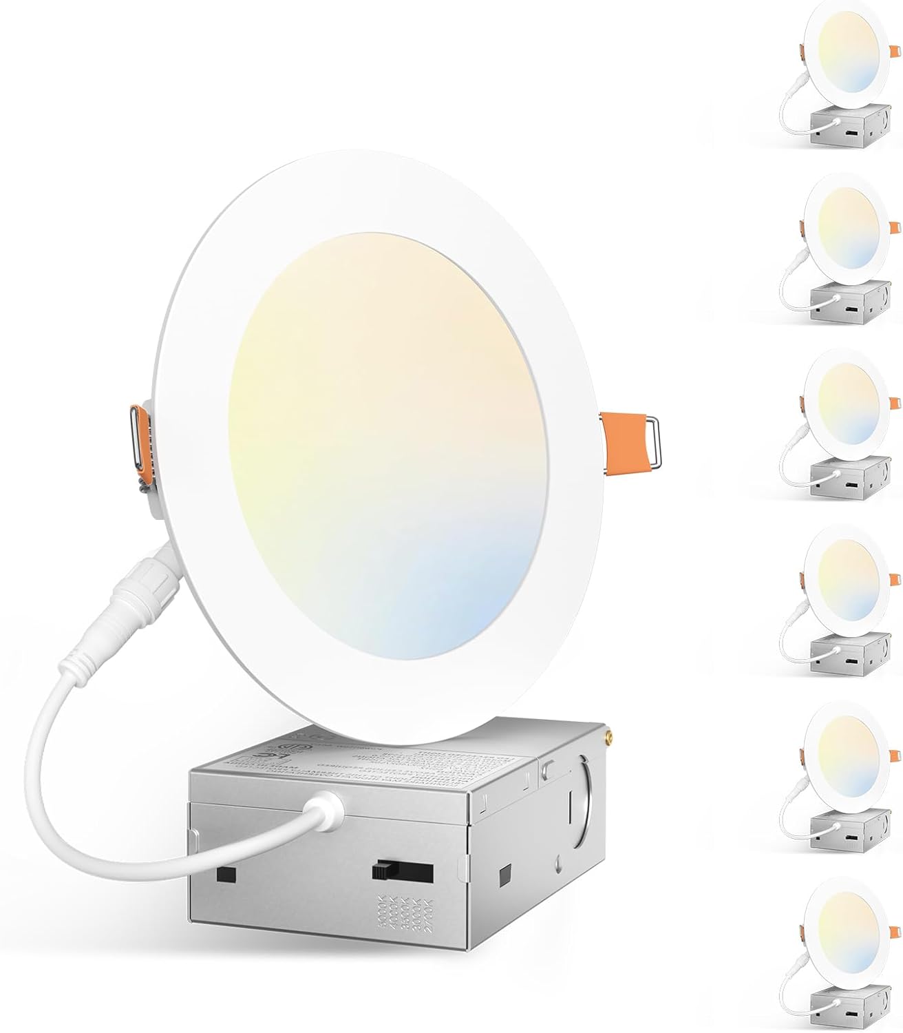 Amico 6 Pack 5 Inch 5CCT Ultra-Thin LED Canless Recessed Ceiling Light ...