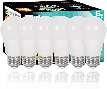 Amazon | LED電球 E26口金 6.9W 60W形相当 昼白色 5000K 830lm 高輝度 Ra93 広配光 高演色性 省エネ 密閉形器具対応 断熱材施工器具対応 調光不可 6個 ...