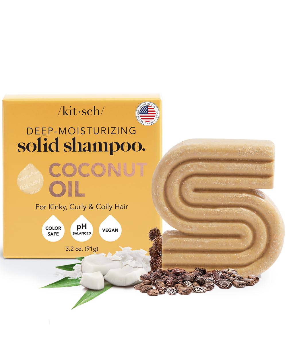 Amazon.com : Kitsch Coconut Oil Shampoo Bar, Deep Moisturizing Curly ...