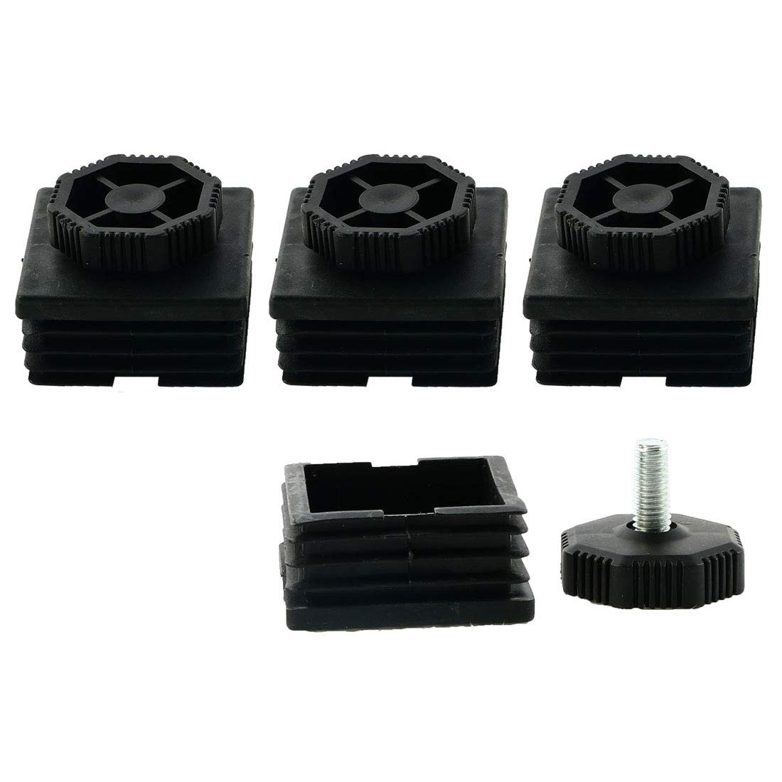 uxcell Leveling Feet 50 x 50mm Square Tube Inserts Kit Furniture Glide ...