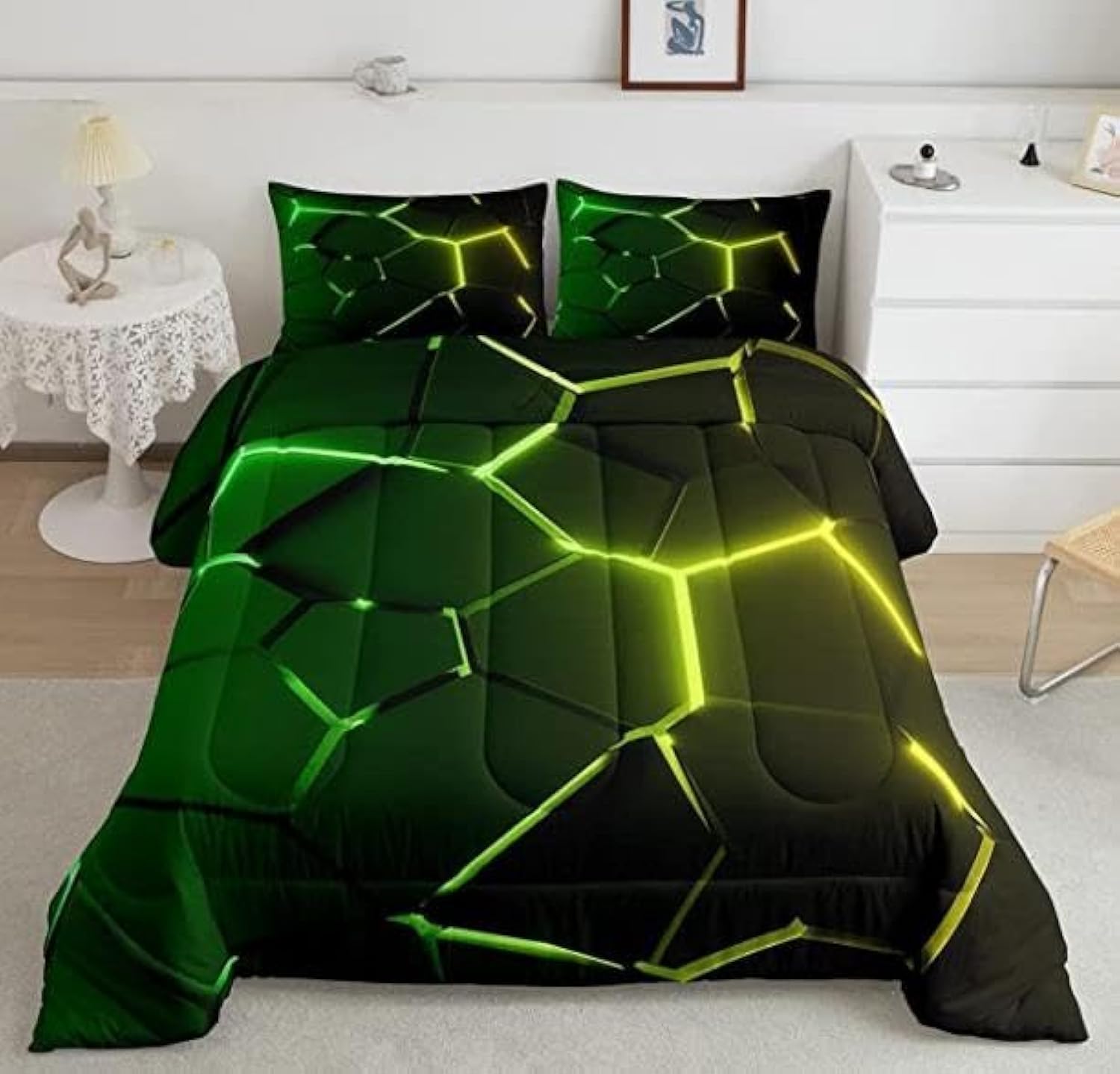 Amazon.com: Wowelife Geometry Queen Comforter Sets, Hexagon Bedding Set ...