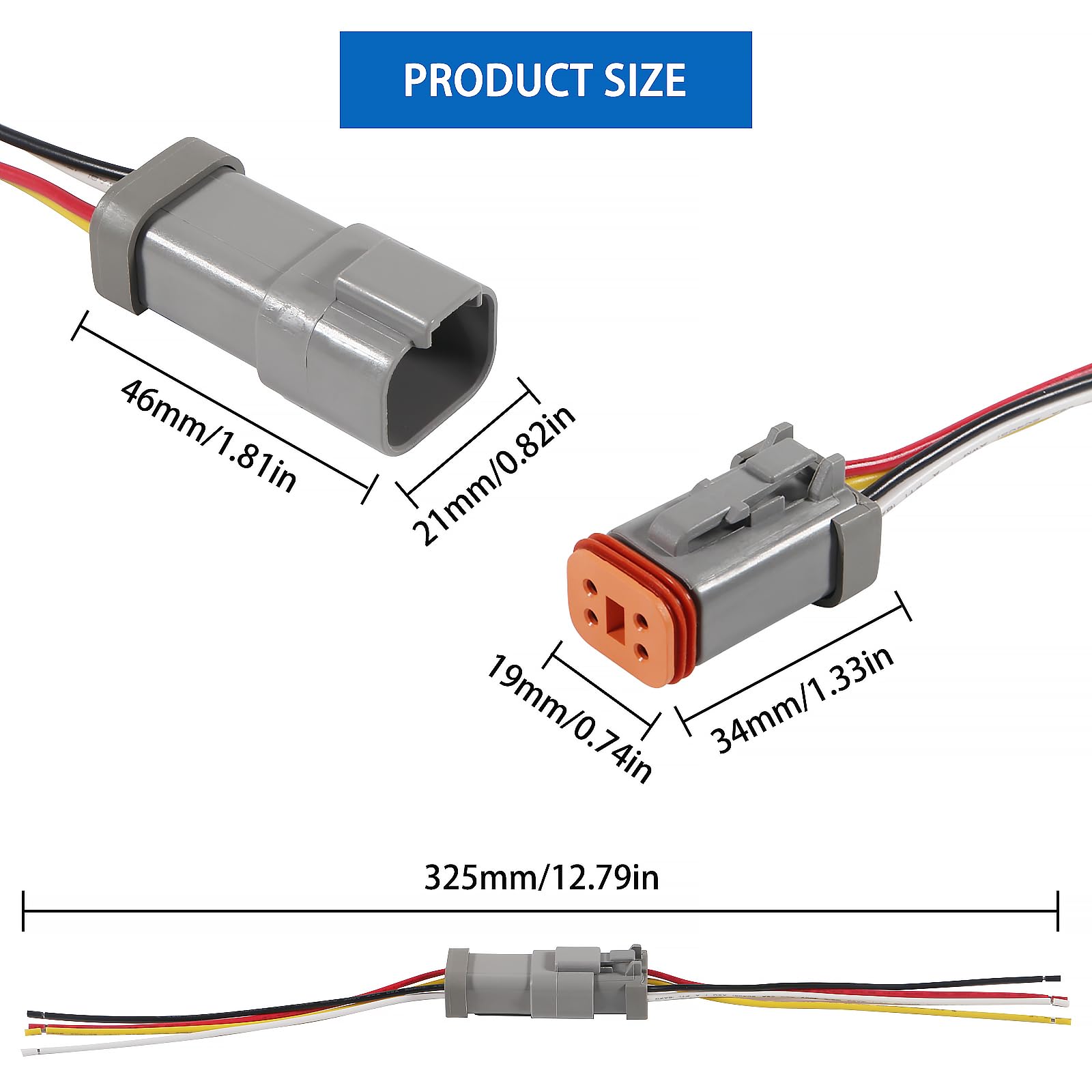 Snapklik.com : 5Pcs 4Pin Waterproof Electrical Connector 4 Wire 16 AWG ...