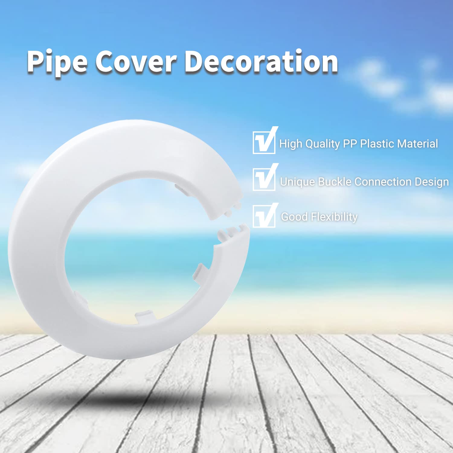 MroMax 50mm Pipe Cover, White Pipe Collar Flange Pipe Hole Collars for ...