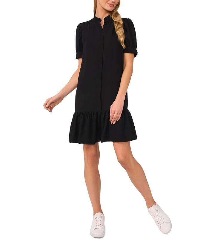 Women's CeCe Open Collar Hidden Placket Dress W Flounce | Zappos.com