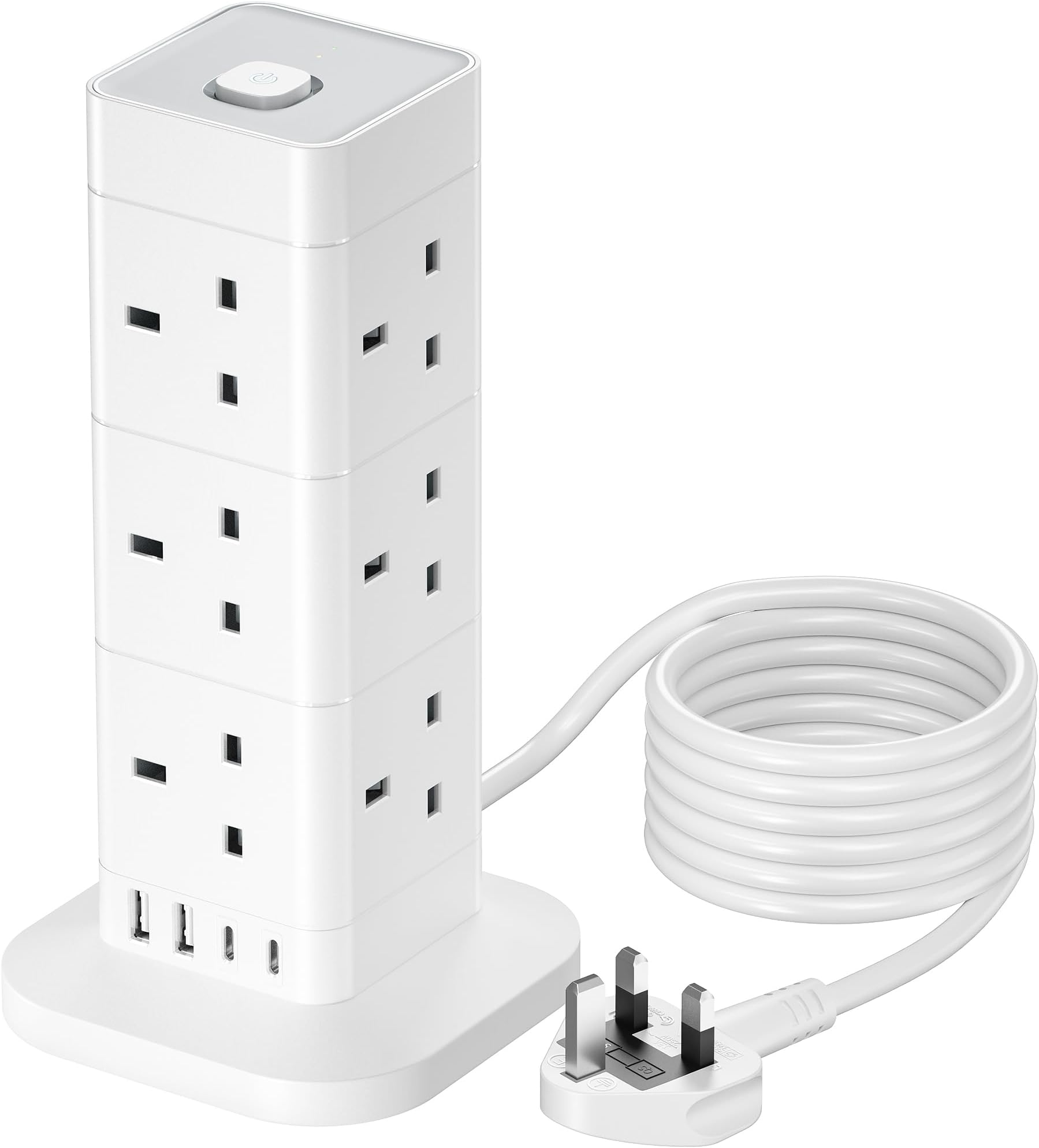 3M Tower Extension Lead with USB C, Hotimy 12 Way Multi Plug Extension ...