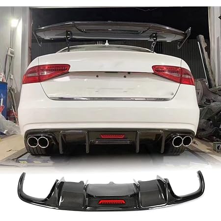Amazon.com: JC SPORTLINE Carbon Fiber Rear Diffuser for Audi A4 B8.5 ...