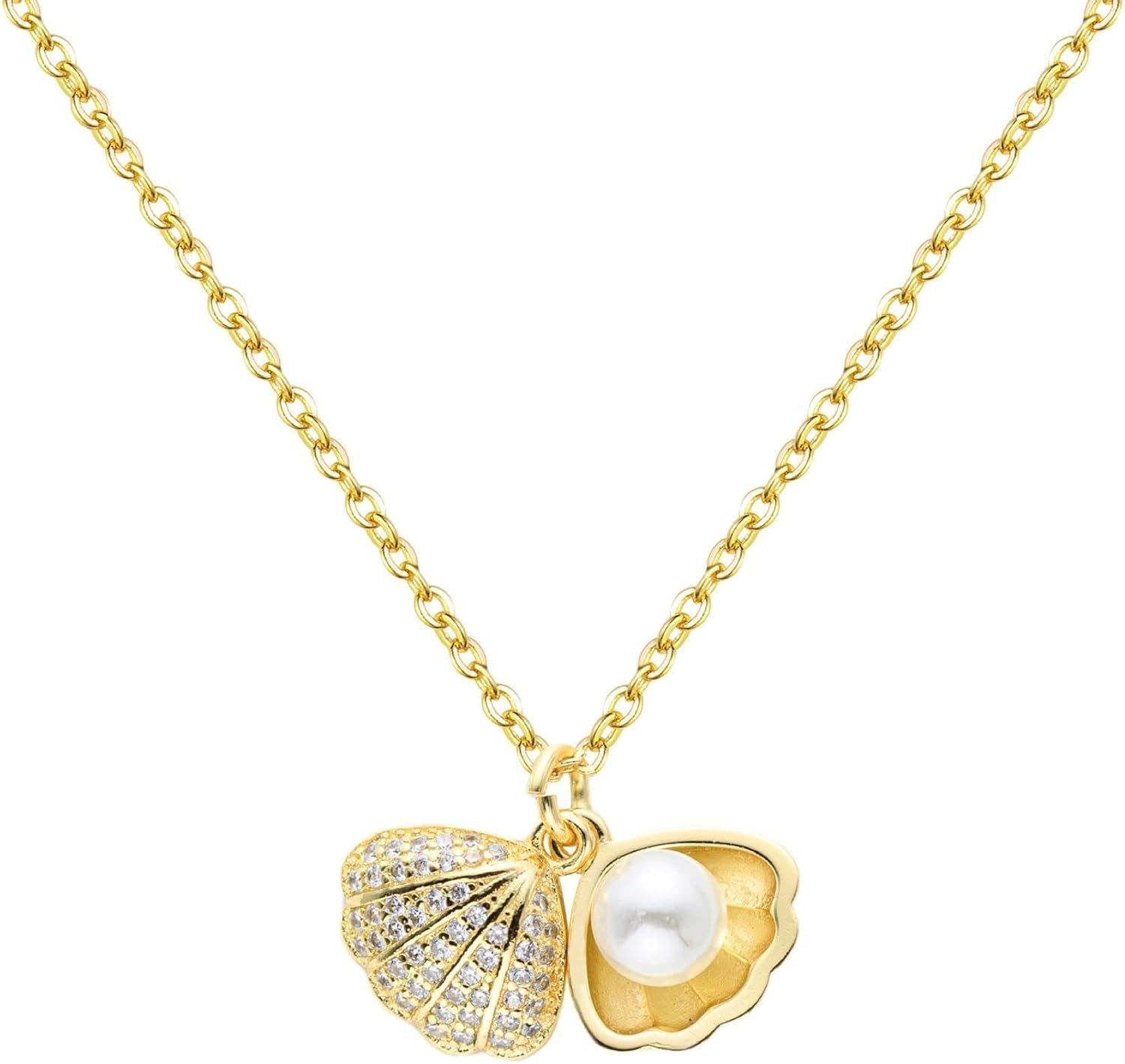 Collar Dije De Concha Con Perla Marina Conchita Ostra De Mar Con Piedra ...