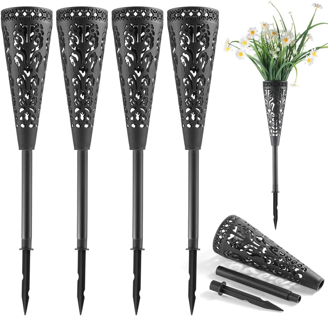 Amazon.com: Grave Vase 4 Pcs Set, Memorial Vase with Stake, Mausoleum ...