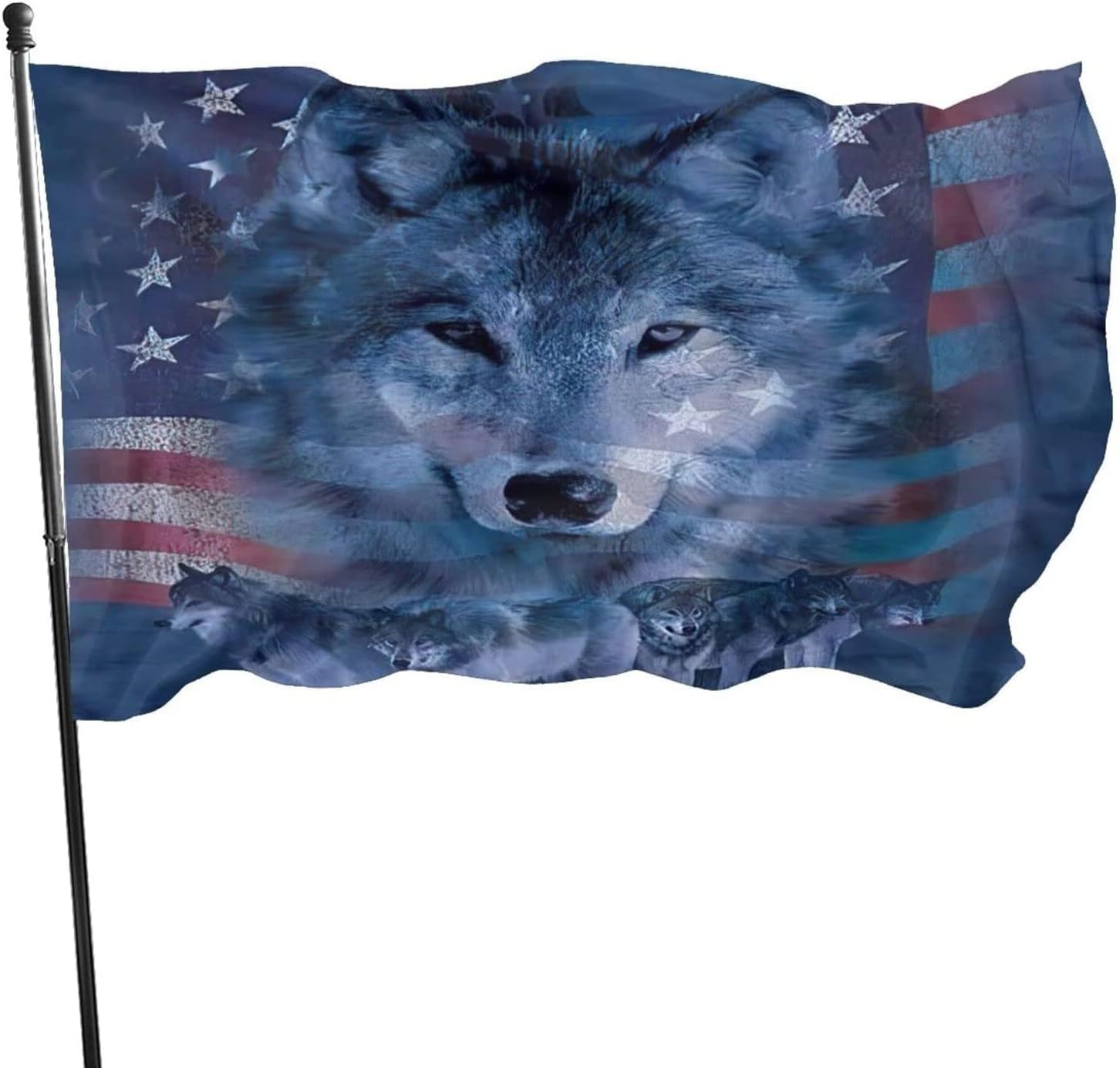 Amazon.com : American Flag Wolf Banner Garden Flag Outdoor Flag Banner ...