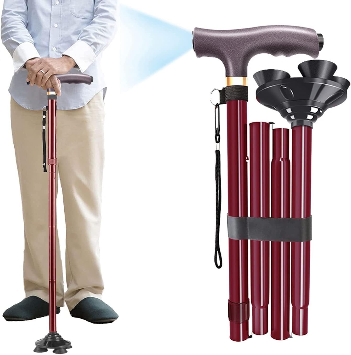 ANGECM8 Bastón Plegable Ajustable,Bastones para Hombres, Bastones para ...