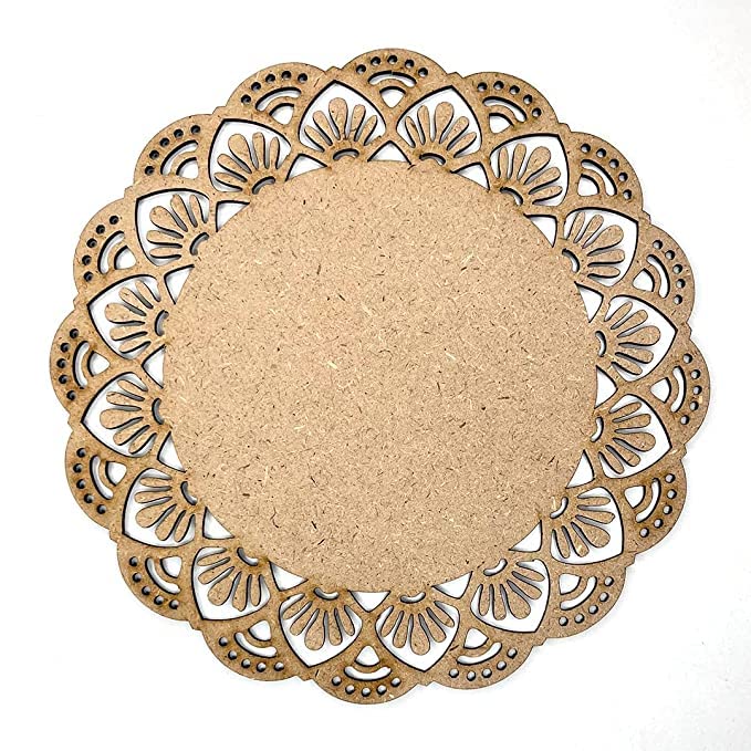 Adikala Mandala Floral MDF Cutout Base for DIY | 8.INCH_(Set of 6) : Amazon.in: Home & Kitchen