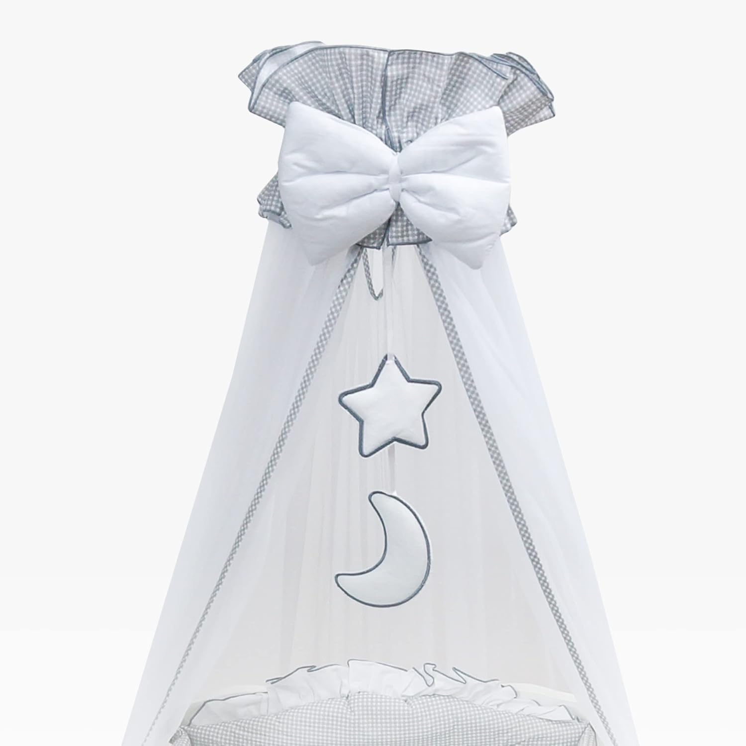Mosquito Netting Canopy Drape Only Fits Crib, Moses Basket (Moon Grey ...