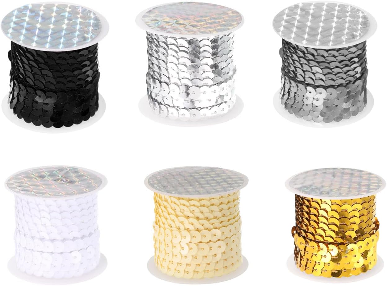 Amazon.com: MECCANIXITY 6 Roll 30 Yards Flat Sequin Strip 6mm Laser ...