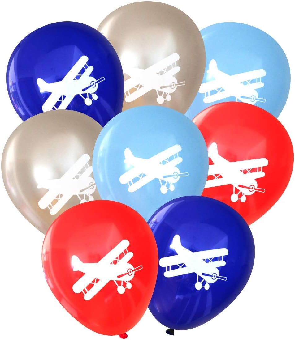 Amazon.com: Biplane Vintage Airplane Party Balloons (16 pcs) by Nerdy ...
