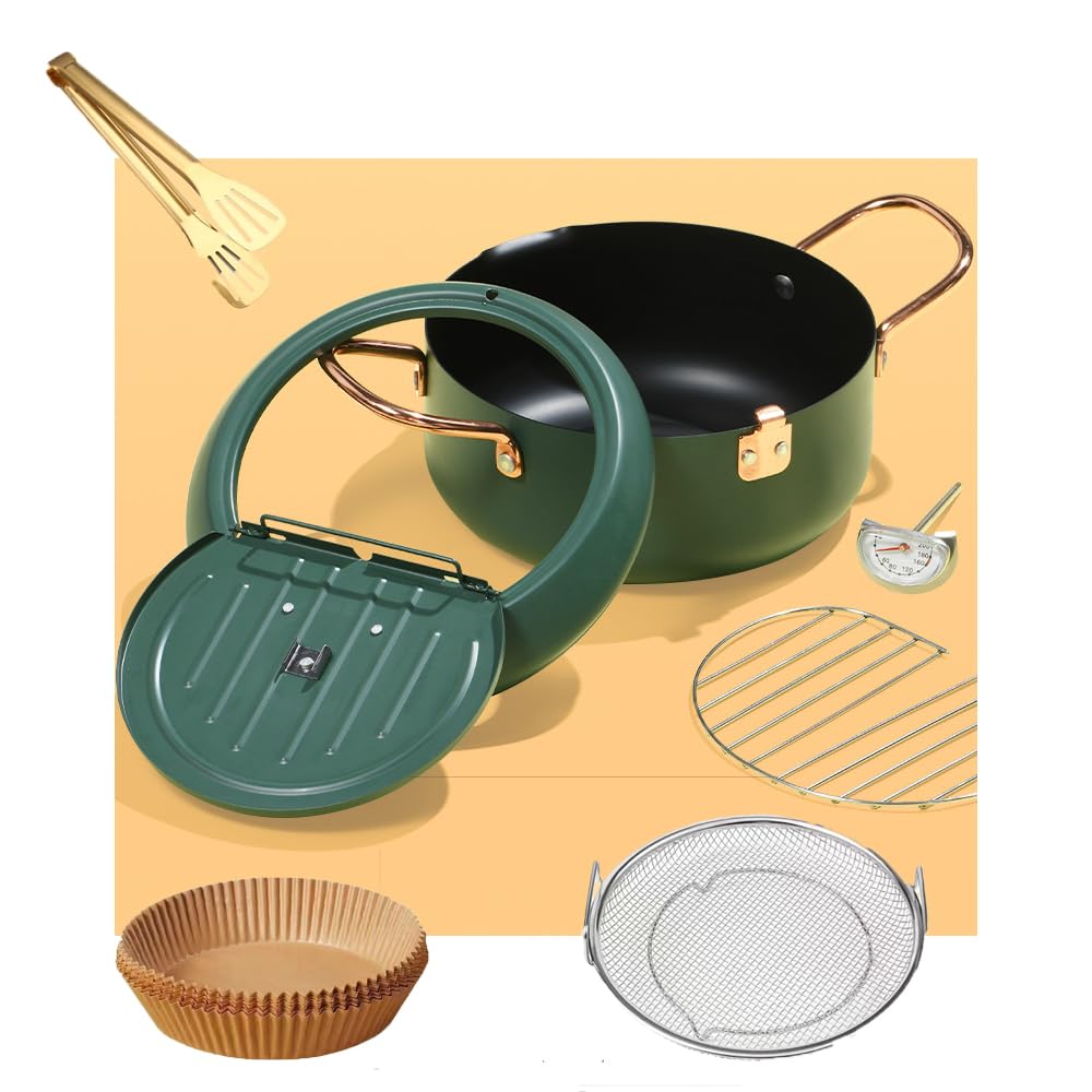 Amazon.com: 3.5L Stainless Steel Deep Fryer Pot 9.8in with 4 sets ...