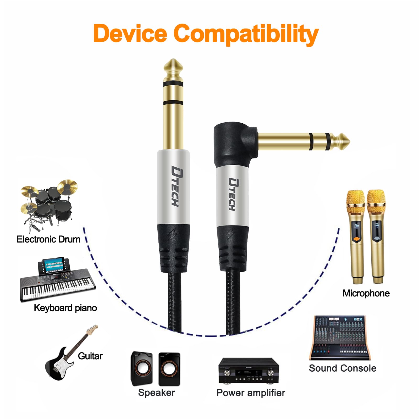 Snapklik.com : 3ft Electric Guitar Cable TRS 1/4 Instrument Cord Aux ...