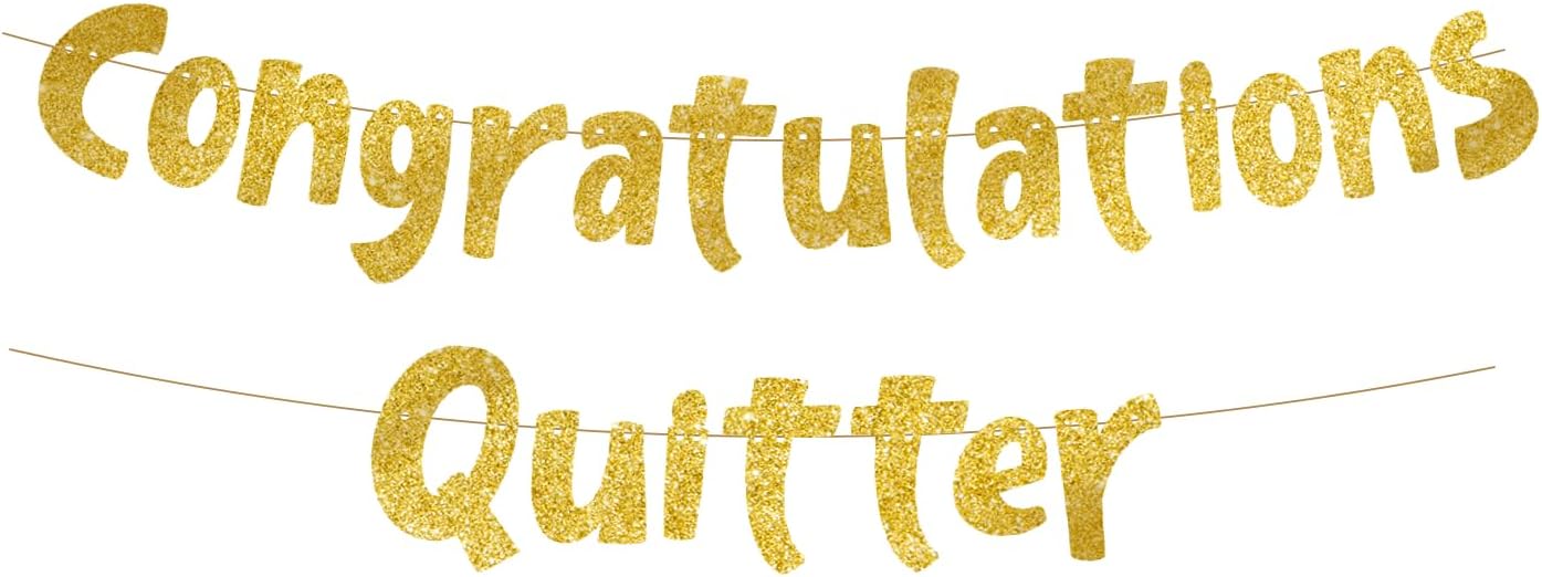 Amazon.com: Congratulations Quitter Gold Glitter Banner,Retirement ...
