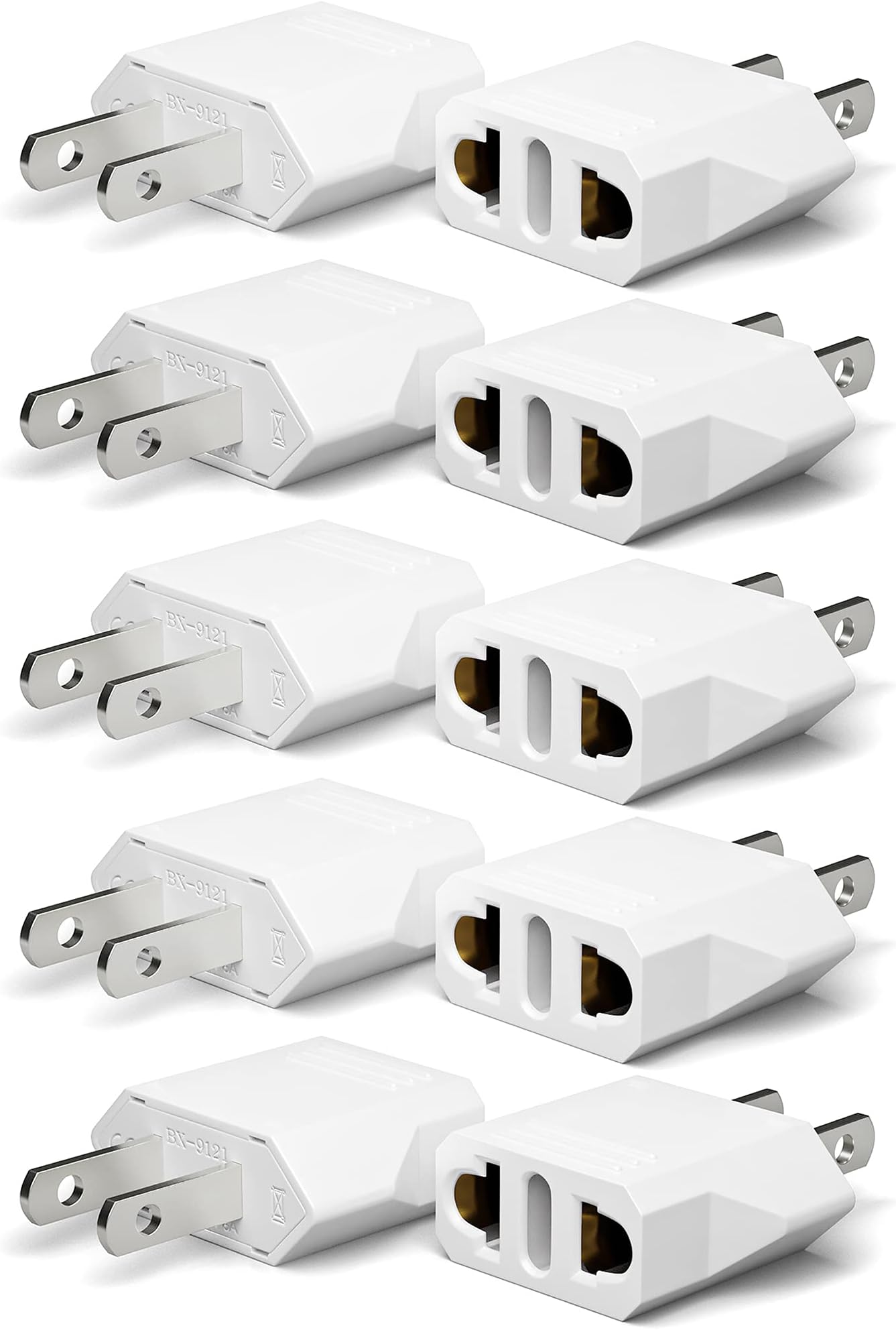 Amazon.com: Unidapt 10-Pack EU Europe to US Plug Adapter, Type A Outlet ...