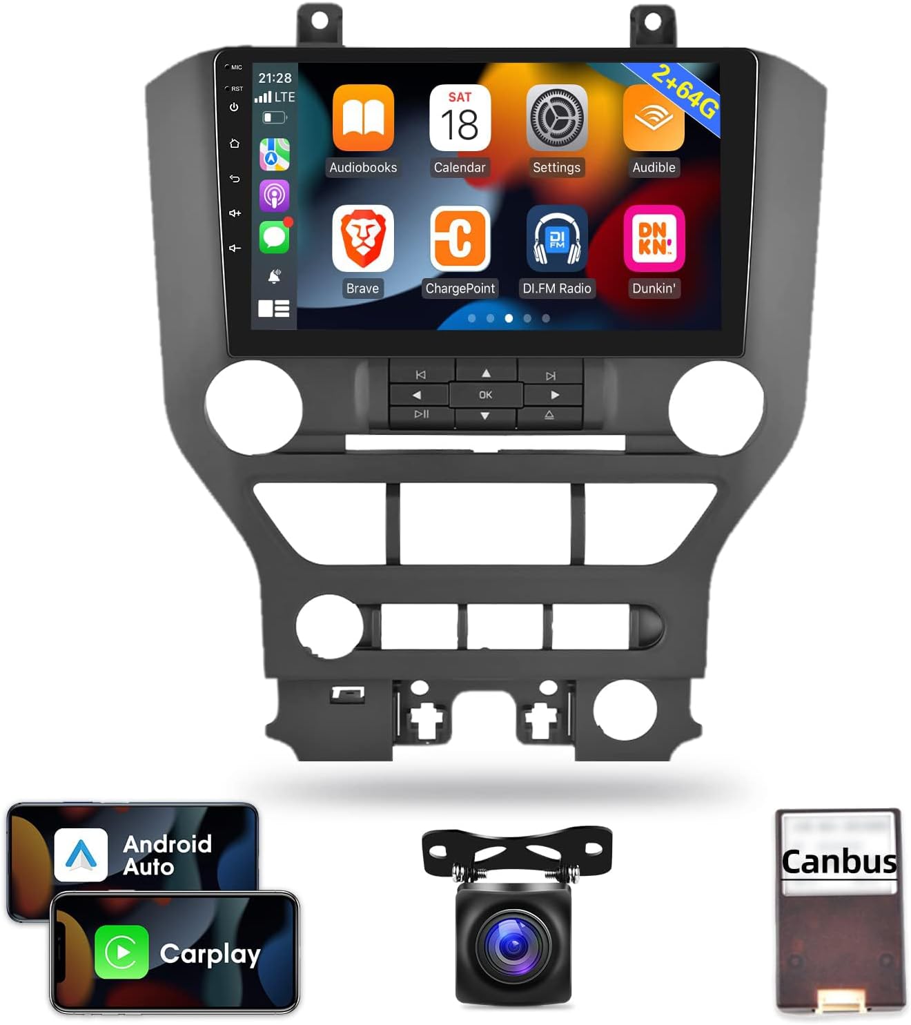 Amazon.com: [2G+64G] Car Radio for Ford Mustang 2015-2020 (Adapts to 3 ...