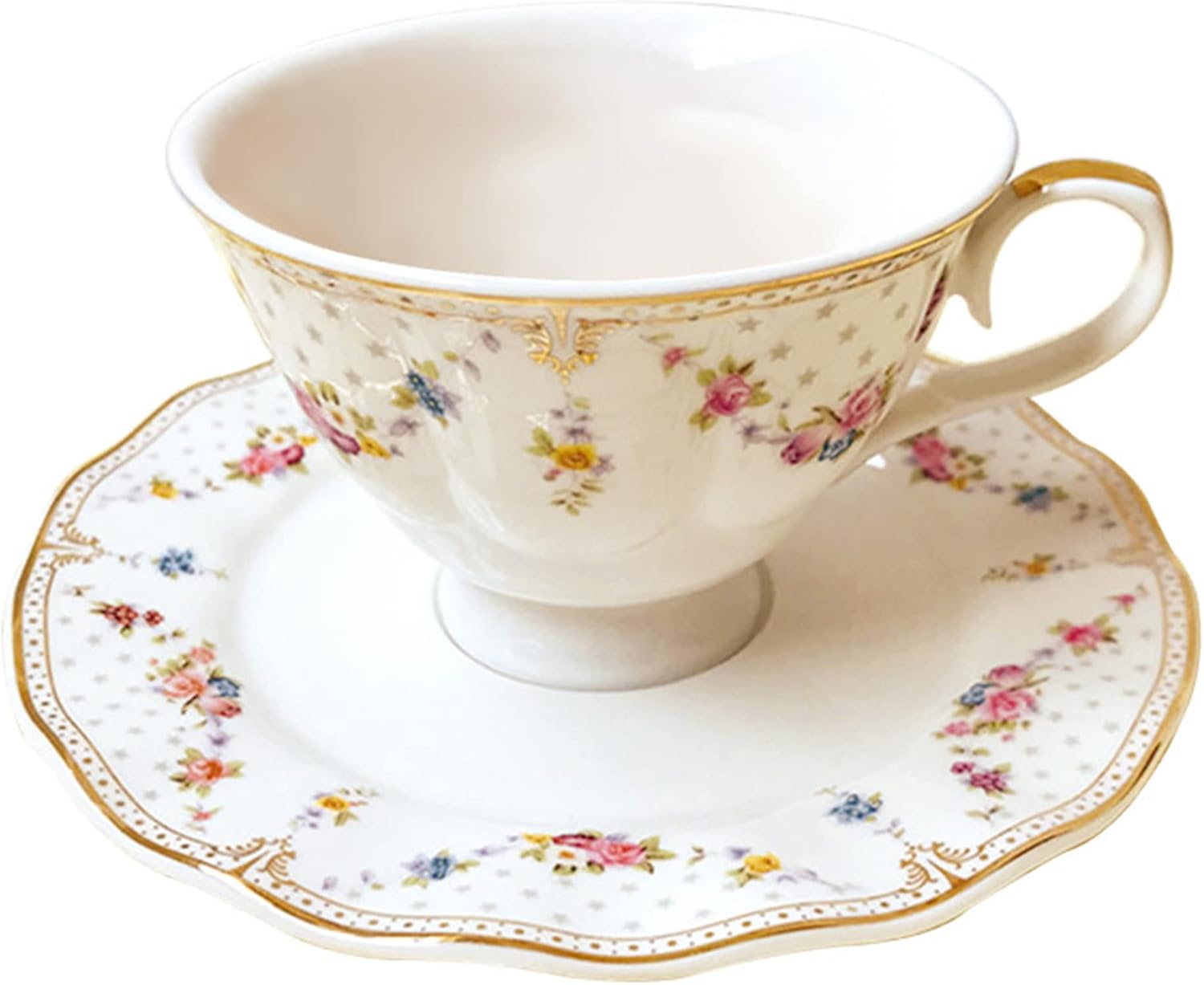 Amazon.com | fanquare European Floral Tea Cup and Saucer Set, Vintage ...