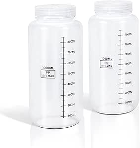 DEMORA 32oz/1000ml Graduated Plastic Bottles with Caps, Airtight Lab ...