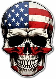 Amazon.com - THE DIVINE PIXEL - American Flag Skull Face Vinyl Decal ...