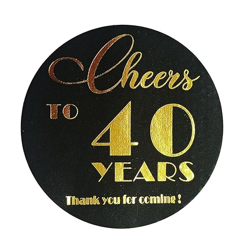 Amazon.com: Cheers to 40 Years Birthday&Anniversary Black & Real Gold ...