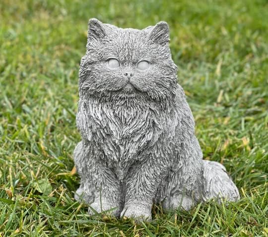 Amazon.com: Sitting Persian cat Concrete Figure Realistic cat Sculpture ...
