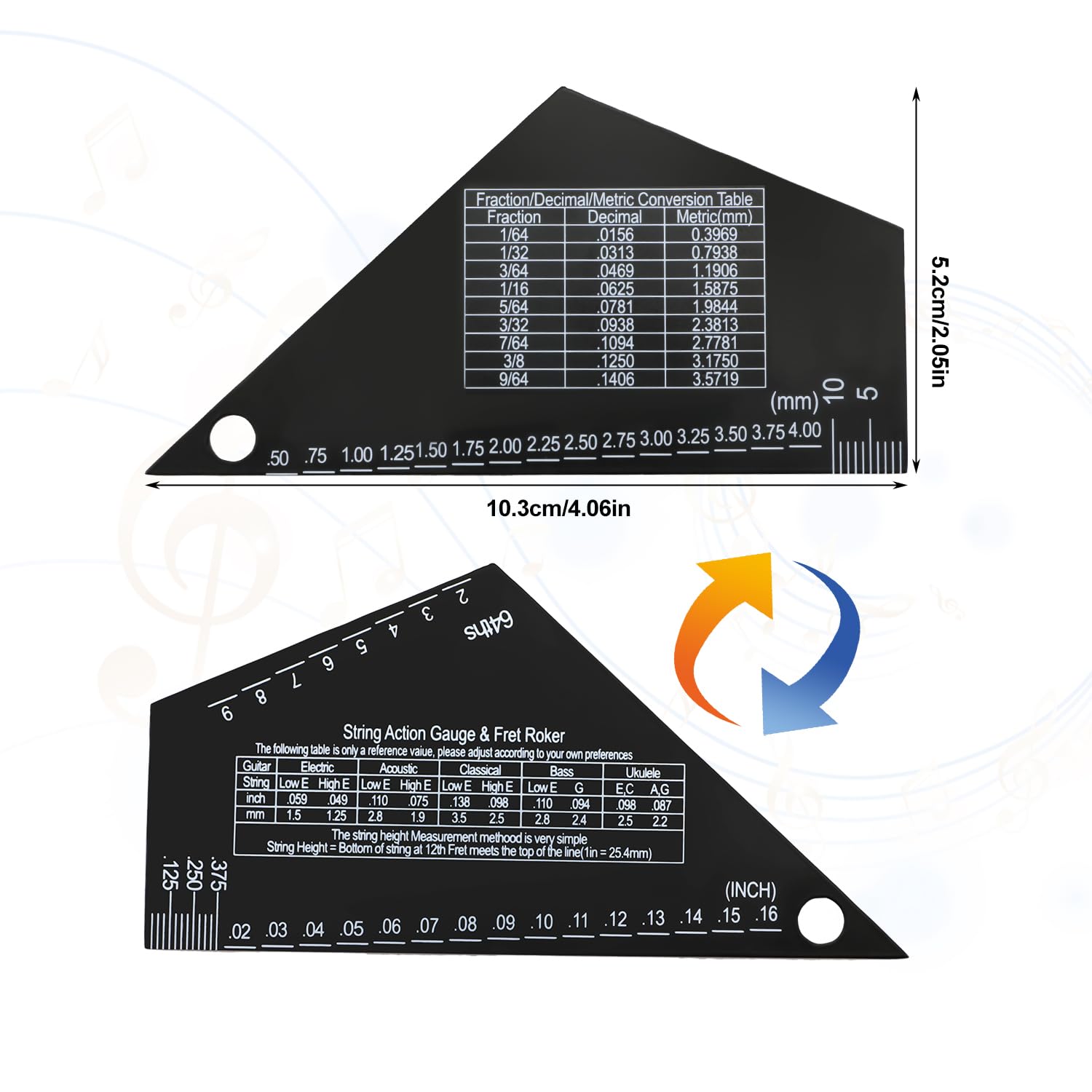 Guitar String Action Gauge, High Precision Scale Fret Rocker with ...