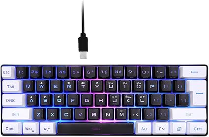 Amazon.com: Black-White Minimalist Portable Wired Gaming Keyboard for ...