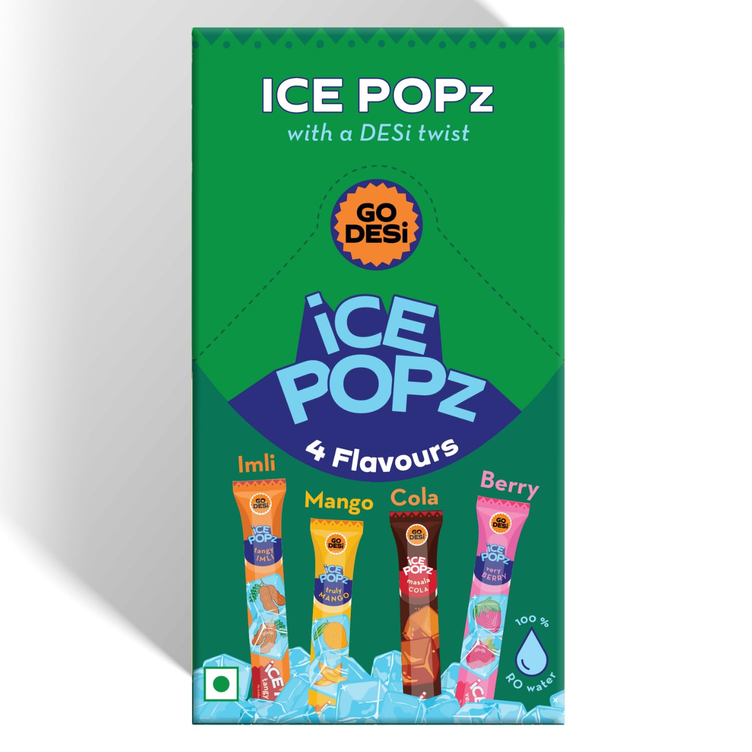 GO DESi ICE Popz: 10-Pack Assorted 4 Flavours Fruit Ice Popsicles | Ice ...
