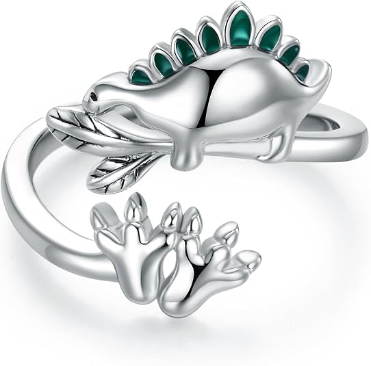 Amazon.com: Daixiya Dinosaur Rings 925 Sterling Silver Adjustable ...